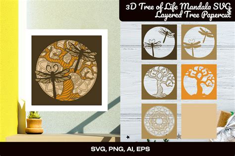 3d Tree Of Life Mandala Svg Layered Tree · Creative Fabrica