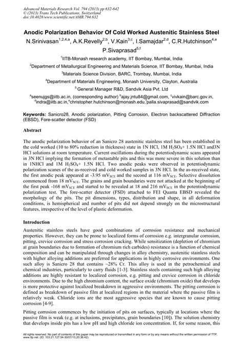 Pdf Anodic Polarization Behavior Of Cold Worked Austenitic Stainless Steel