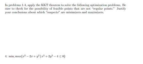 Solved In Probles 1 4 Apply The Kkt Theorem To Solve The