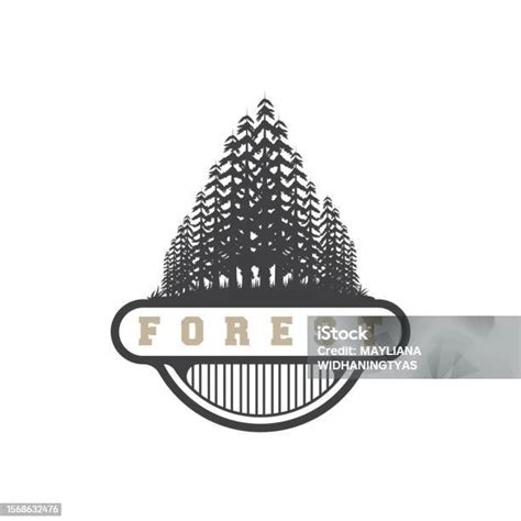 숲 로고 소나무가 있는 벡터 숲 나무 영감을 주는 배지 라벨 일러스트레이션 디자인 가구에 대한 스톡 벡터 아트 및 기타 이미지 가구 강 나무 Istock