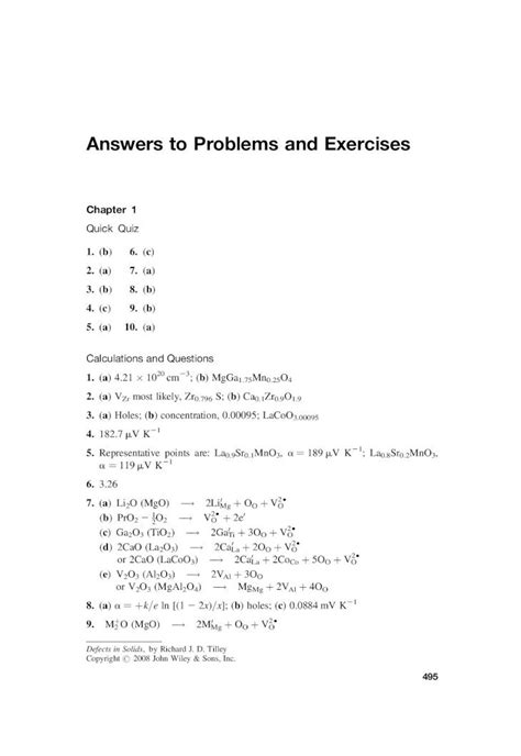 Pdf Defects In Solids Answers To Problems And Exercises Dokumentips