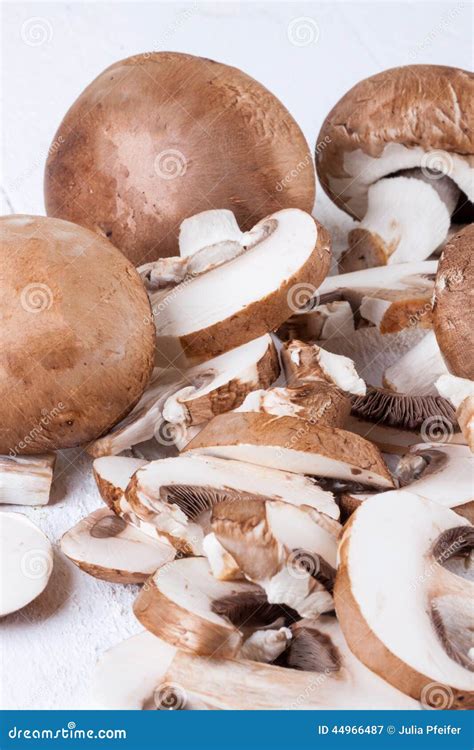 Diced And Whole Agaricus Brown Button Mushrooms Stock Image Image Of