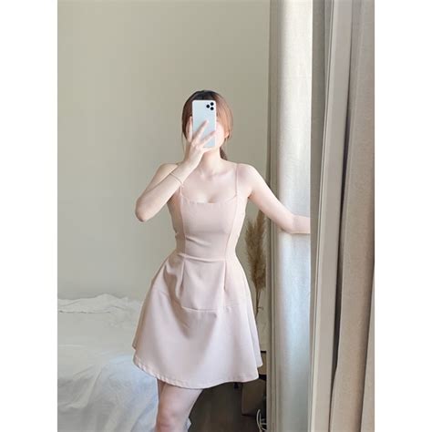 Váy nữ dự tiệc hai dây nude thiết kế Sophia Dress JOLIE LOFT đầm dáng ngắn sang trọng đi chơi