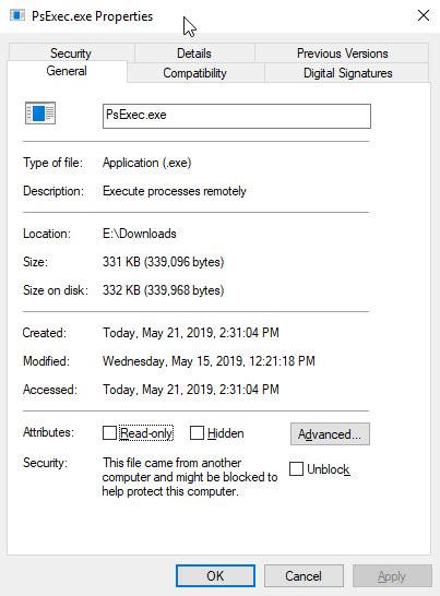 2019 05 21 143111 Psexecexe Properties