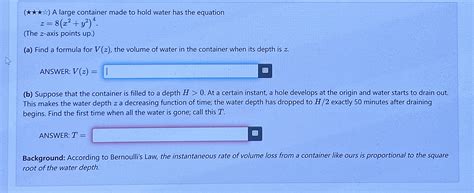 Solved A Large Container Made To Hold Water Chegg