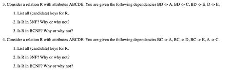 solved 3 consider a relation r with attributes abcde you