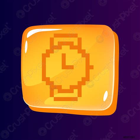 wristwatch glossy ui button with pixelated icon stock vector 5551301