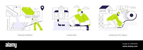 Residential Building Utilities Installation Abstract Concept Vector Illustrations Stock Vector