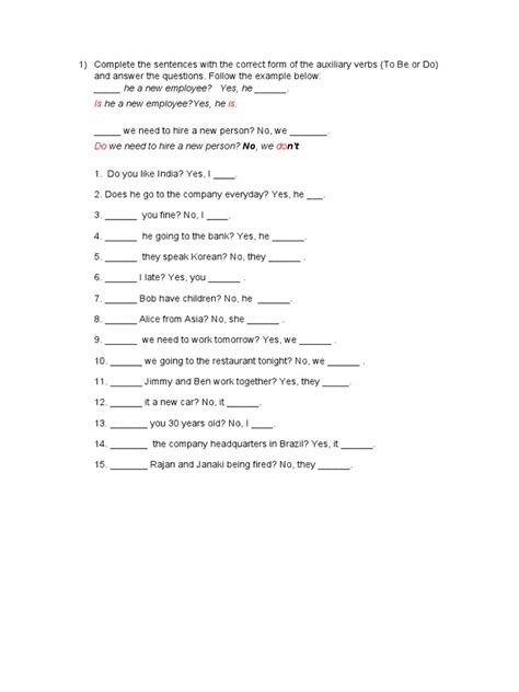 Auxiliary Verbs Exercises To Be X Dodoes Direct Method Activities