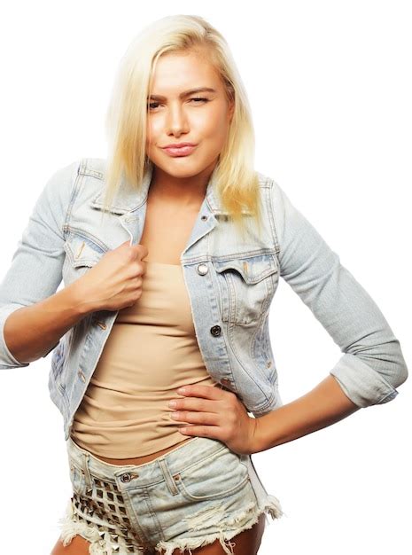 Linda Jovencita Rubia Sonriente Foto Premium