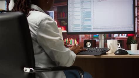 System Administrator Types Code Into Pc Developing Software Technology