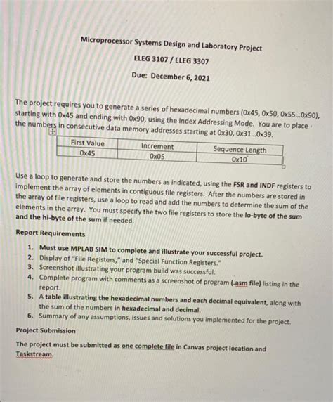 Solved Microprocessor Systems Design And Laboratory Project
