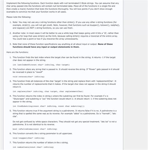 Solved Implement The Following Functions Each Function Chegg Com