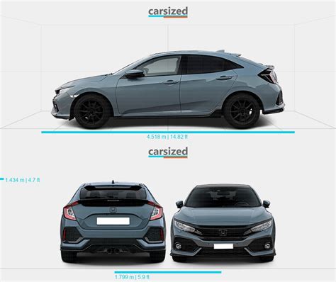 Honda Civic 2016 2022 Dimensions Side View
