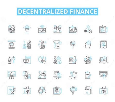 Decentralized Finance Linear Icons Set Defi Decentralized Blockchain Crypto Smart Contracts