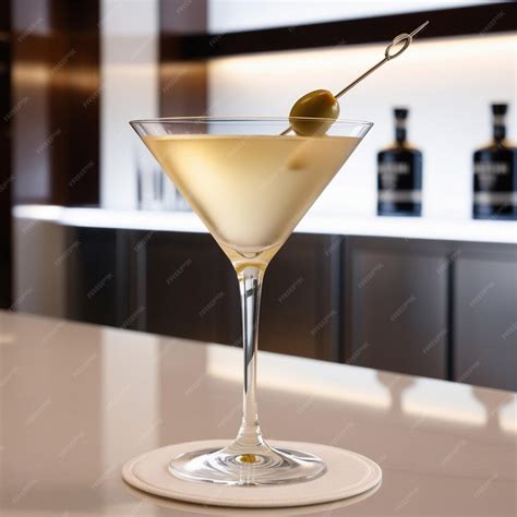 A Martini Glass With A Green Olive On The Top Premium Ai Generated Image
