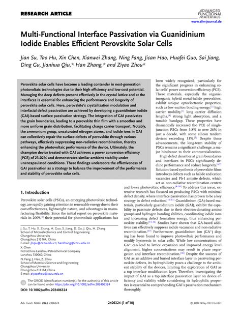 Multi‐functional Interface Passivation Via Guanidinium Iodide Enables