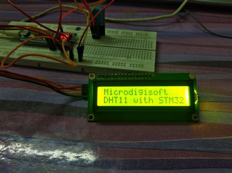 how to connect dht11 temperature sensor to stm32 and display on 16×2 lcd
