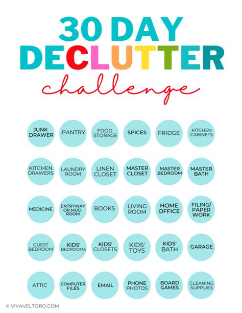 30 day decluttering challenge with free printable viva veltoro