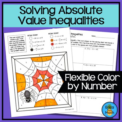 Solving Absolute Value Inequalities Color By Number Activity Halloween