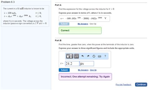Solved The Current In A 50 Mh Inductor Is Known To Be I