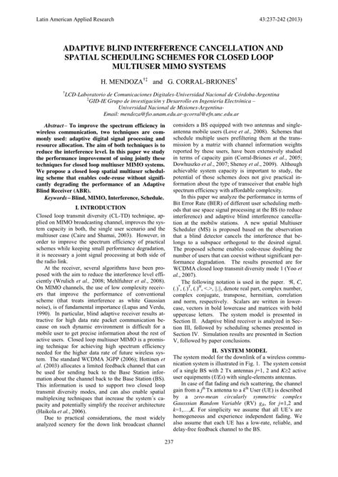 Pdf Adaptive Blind Interference Cancellation And Spatial Scheduling Schemes For Closed Loop