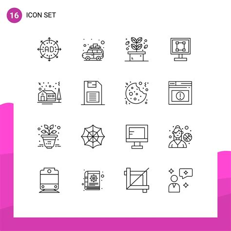 16 User Interface Outline Pack Of Modern Signs And Symbols Of Application Design Bus Graphics