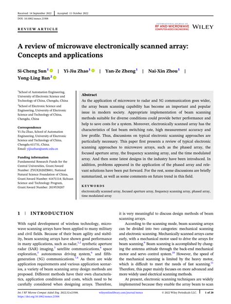 A Review Of Microwave Electronically Scanned Array Concepts And Applications Request Pdf