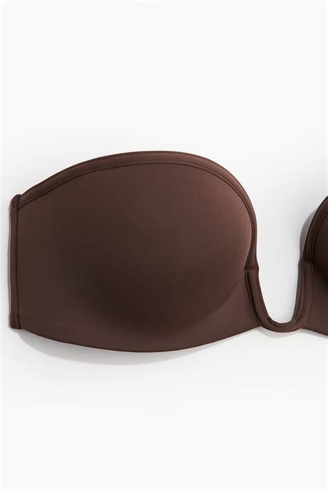 Womens Dark Brown Non Wired Push Up Balconette Bra Handm Gb