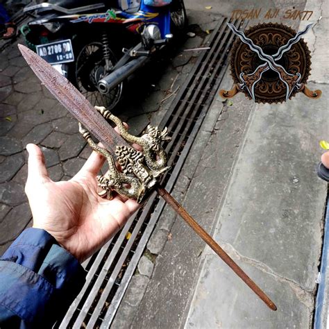 Jual Tombak Trisula Naga Kembar Kinatah Emas Besi Aji Murah Shopee