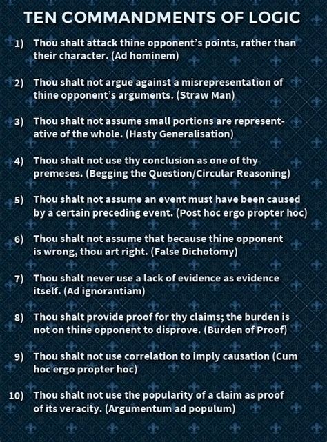 The Updated 10 Commandments Of Logic Ad Hominem Logic Generalizations
