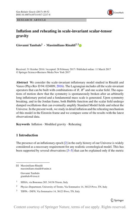 Inflation And Reheating In Scale Invariant Scalar Tensor Gravity Request Pdf