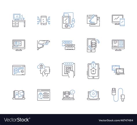 Internet And Security Outline Icons Collection Vector Image