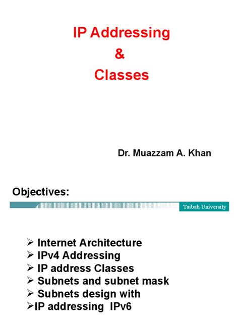 Ip Addressing And Classes Dr Muazzam A Khan Download Free Pdf Ip