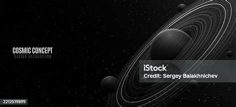 우주 과학 배경 추상 행성 토성 주위와 빙빙 도는 다른 행성 빛나는 별이 빛나는 하늘 웹 컨퍼런스를 위한 과학 프레젠테이션 배경 벡터 0명에 대한 스톡 벡터 아트 및 기타