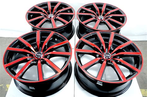 18 Wheels Rims Black Red Honda Accord Civic Ford Mustang Lexus Is350
