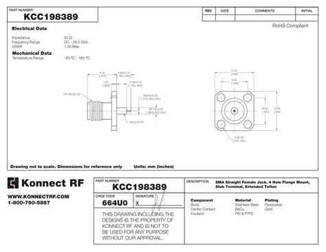SMA Straight Female Jack Hole Flange Mount Stub Terminal Extended Teflon