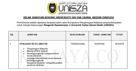 Jawatan Kosong Terkini Universiti Sultan Zainal Abidin Unisza • Kerja Kosong Kerajaan And Swasta