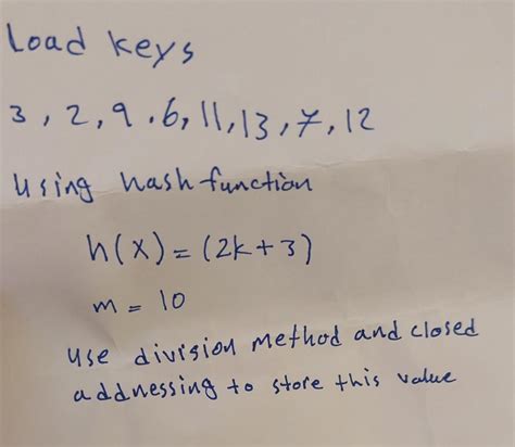 Solved Using Hash Function Hx2k3m10 Use Division
