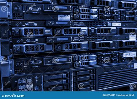 Rackmount Led Console In Server Room Data Center Stock Image Image Of Connection Database