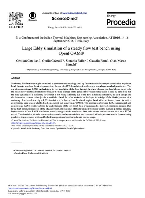 Pdf Large Eddy Simulation Of A Steady Flow Test Bench Using Openfoam®