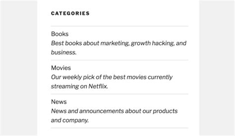 Как отобразить описание для Рубрик на сайте Wordpress