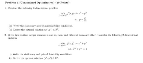 solved problem 1 constrained optimization 10