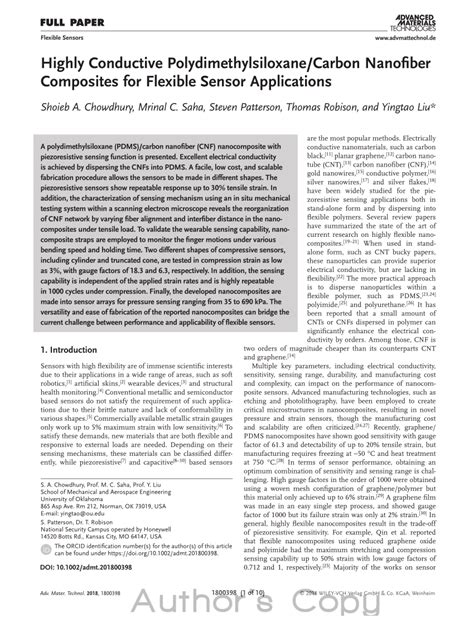 Pdf Highly Conductive Polydimethylsiloxanecarbon Nanofiber