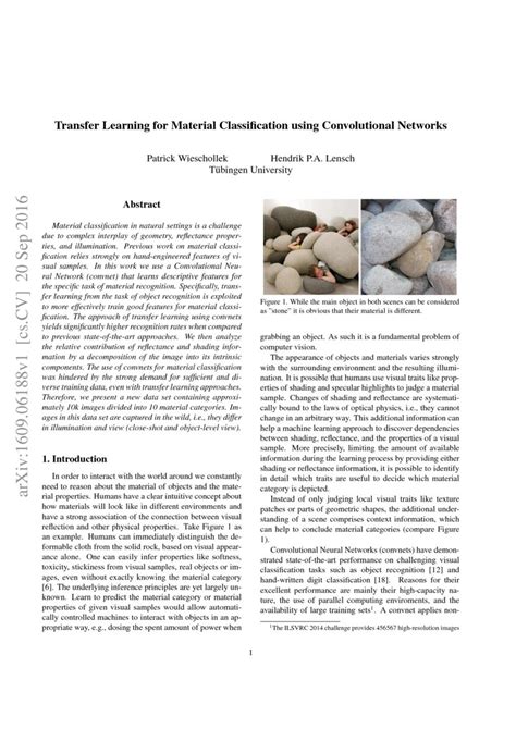 Transfer Learning For Material Classification Using Convolutional