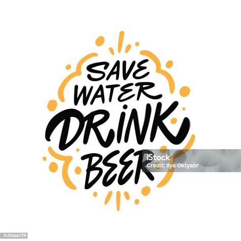 물 음료 맥주를 저장하십시오 손으로 그린 검은 색 동기 부여 문구 0명에 대한 스톡 벡터 아트 및 기타 이미지 0명 개념 검은색 Istock