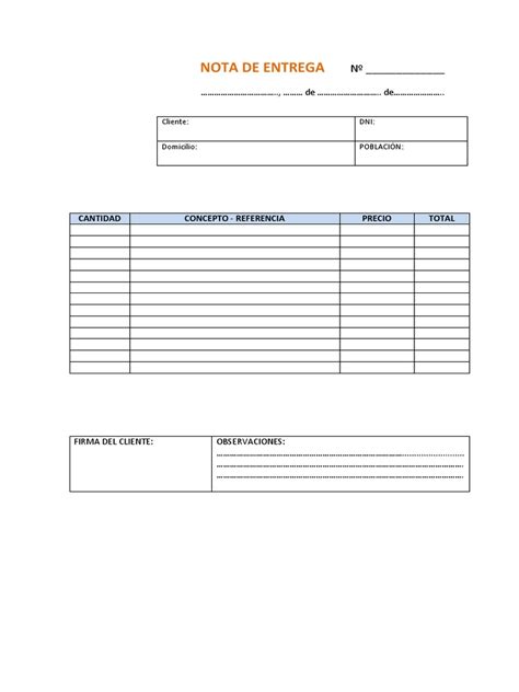 Modelo De Nota De Entrega Word Riset
