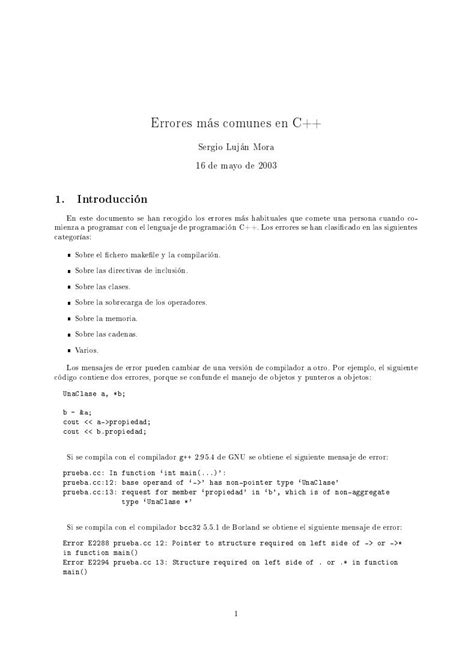 PDF de programación Errores más comunes en C