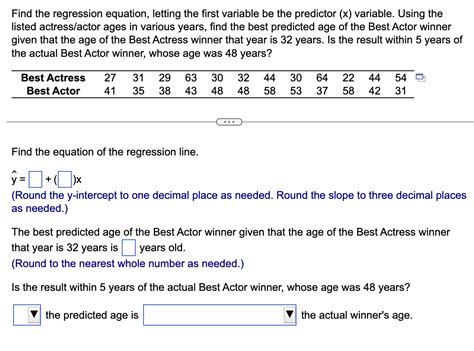 Solved Find The Regression Equation Letting The First