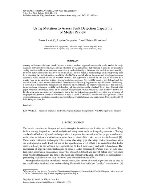 Pdf Using Mutation To Assess Fault Detection Capability Of Model Review
